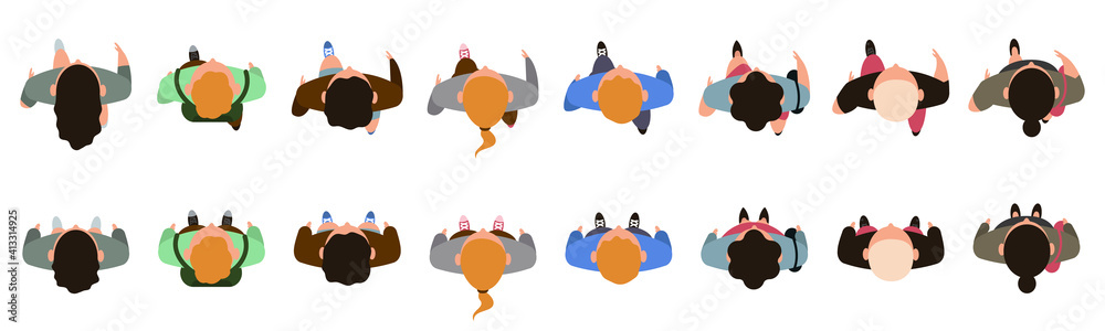Top view people characters. Men and women character walking animation ...