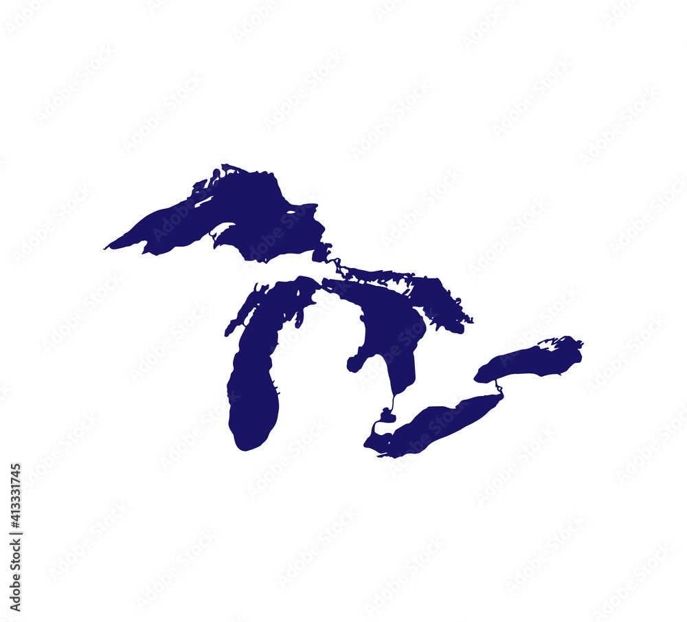 Map of Great Lakes. Vector. silhouette Stock Vector | Adobe Stock