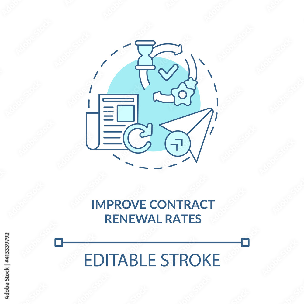 Improve contract renewal rates concept icon. Contract management ...