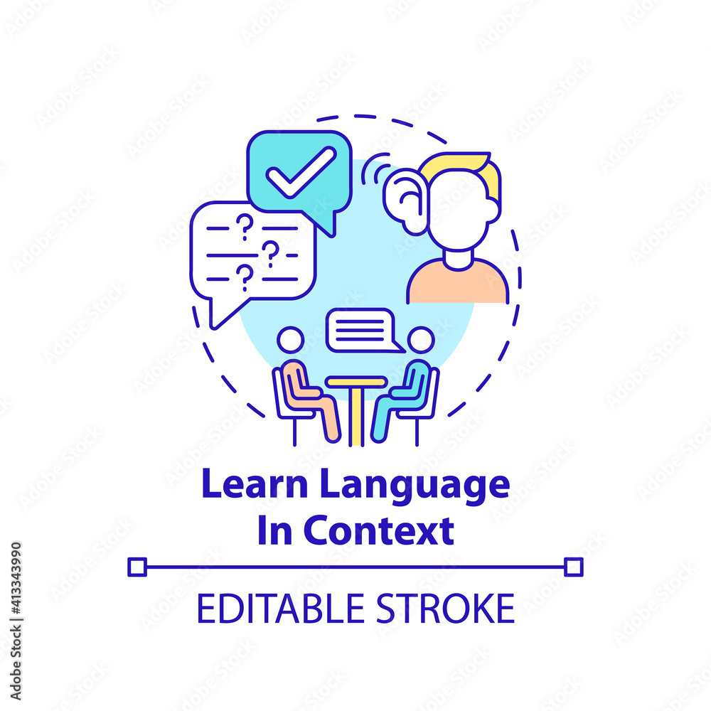 Learning language in context concept icon. Linguistic context idea thin ... Learning language in context concept icon. Linguistic context idea thin ...