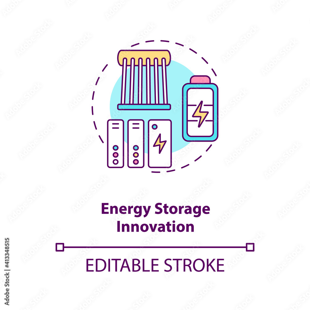 Energy storage innovation concept icon. Electrochemical storage idea ...