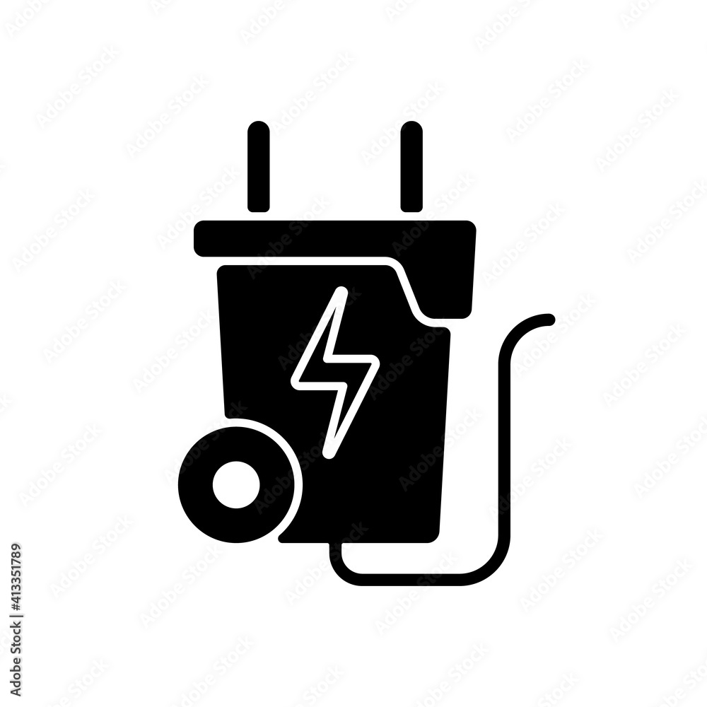 Waste-to-energy black glyph icon. Energy-from-waste. Processing into ...