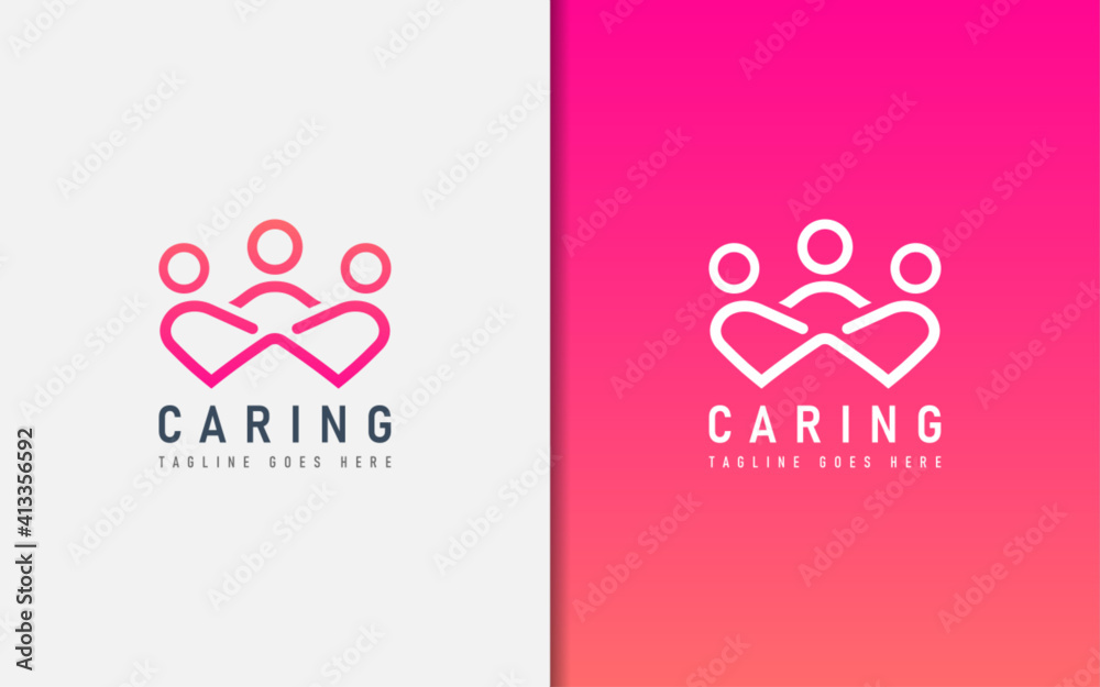 Caring Logo Design. People Care Group Formed From Connecting Lines ...