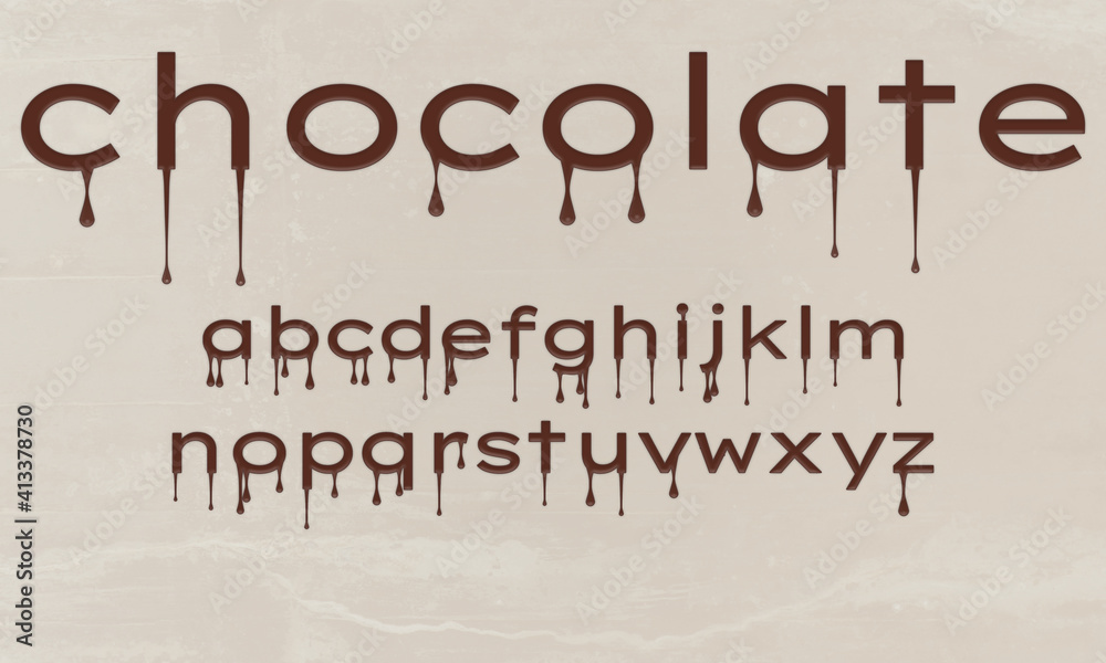 Hot chocolate alphabet set with dripping letters, 3D rendering ...