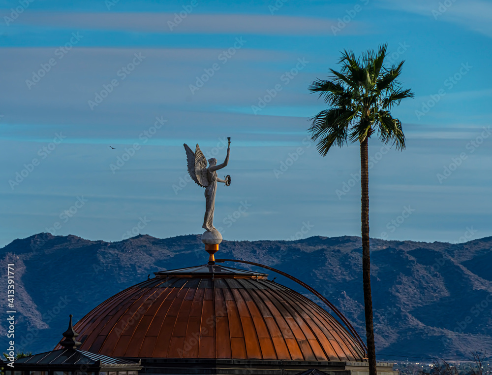 'Wounded Goddess' statue atop the Arizona State Capitol Building in ...