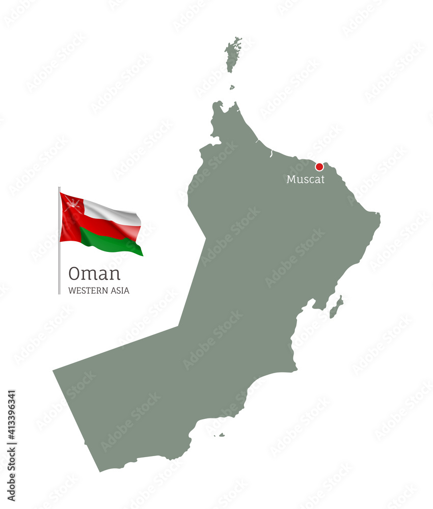 Silhouette of Oman country map. Highly detailed editable map of Oman ...