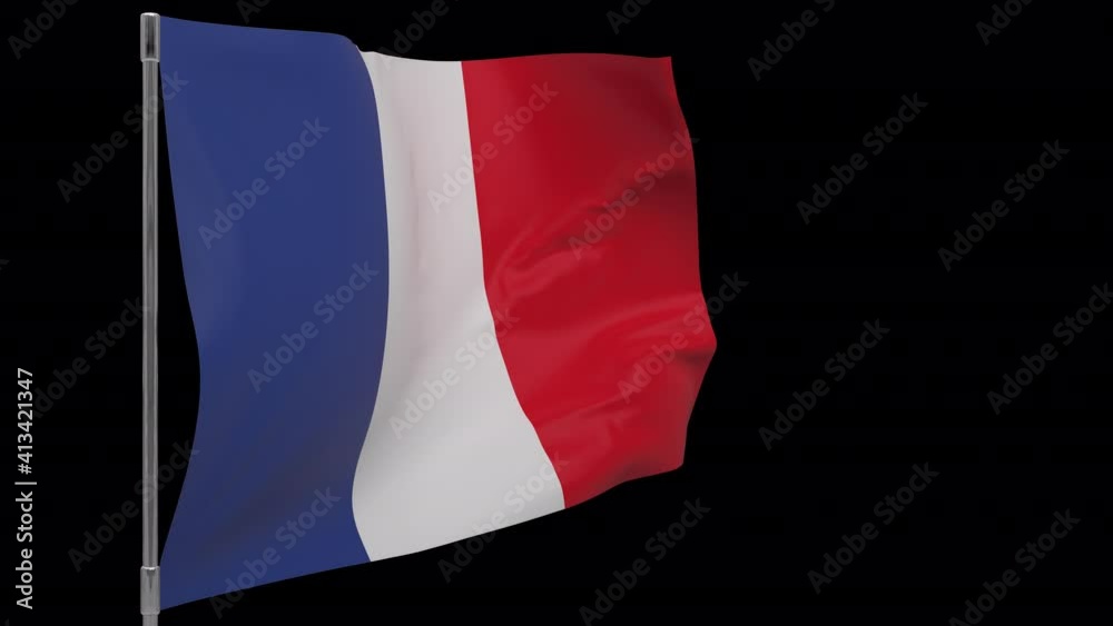 France waving flag seamless loop animation. 4k Alpha Channel ...