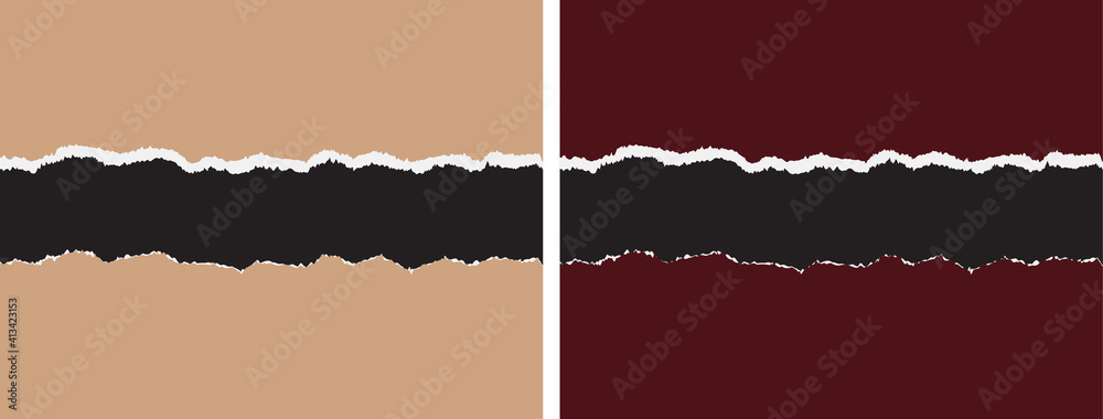 Torn paper vector background in brown and maroon color for notes ...