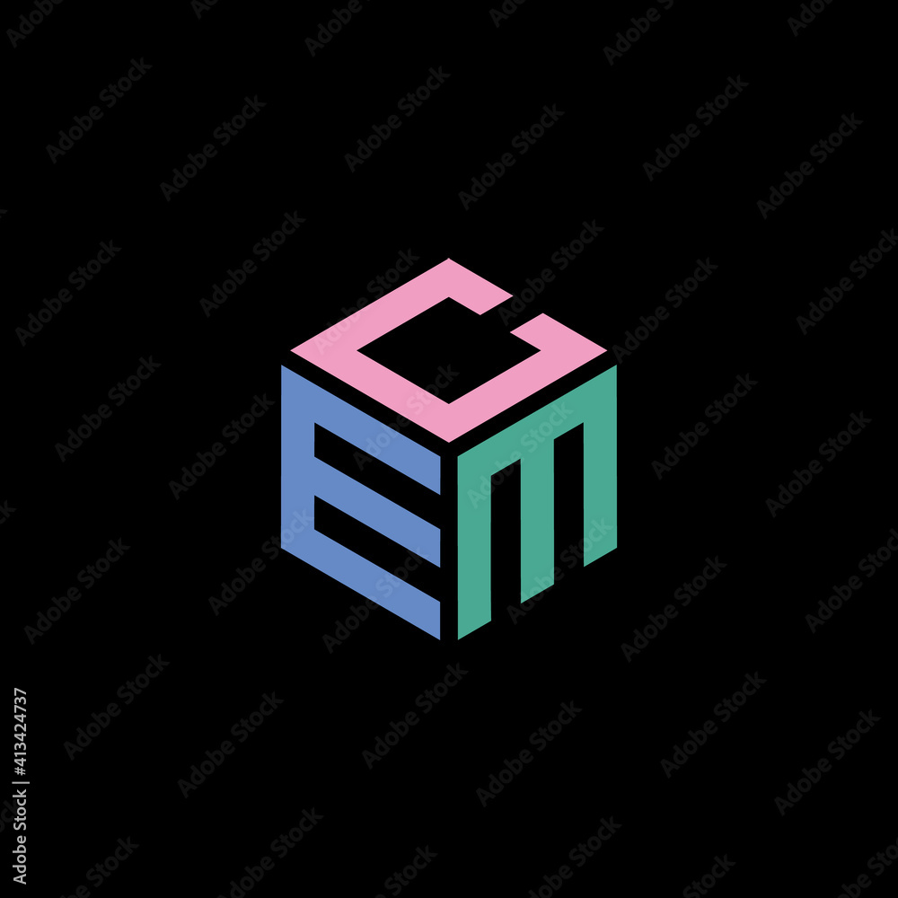 Hexagon logo with CEM lettering design Stock Vector | Adobe Stock