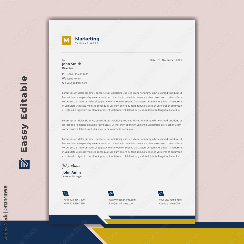 Minimalist modern letterhead template design, Business letterhead ...