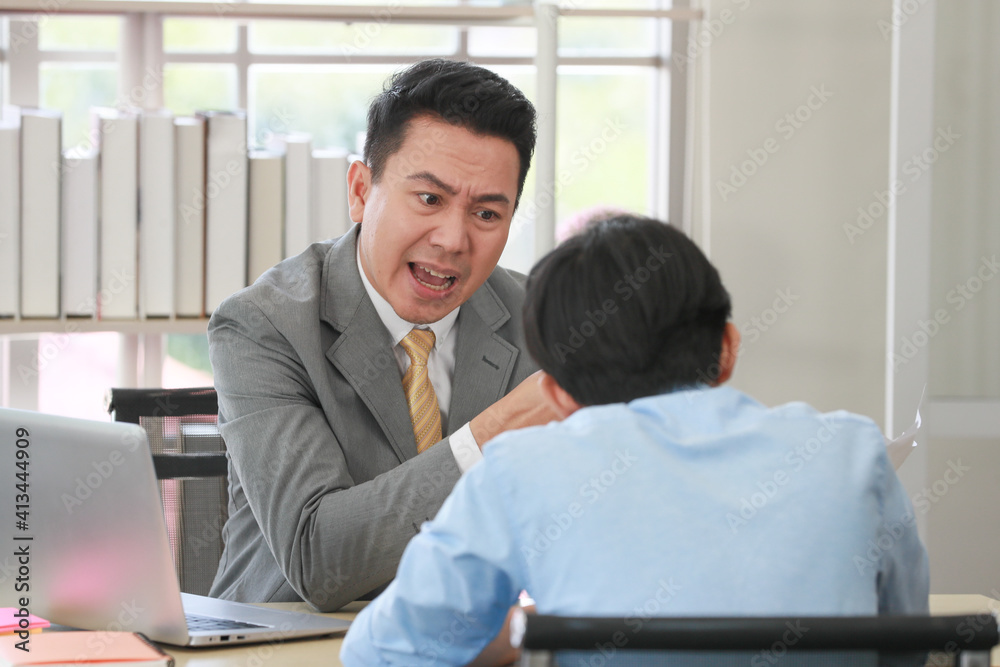 Foto de Executive boss Asian businessman in suit holding paperwork and ...