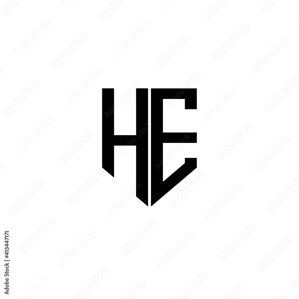 HE letter logo design with white background in illustrator, modern ...