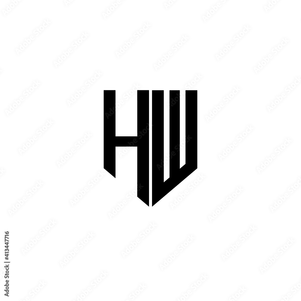HW letter logo design with white background in illustrator, modern ...
