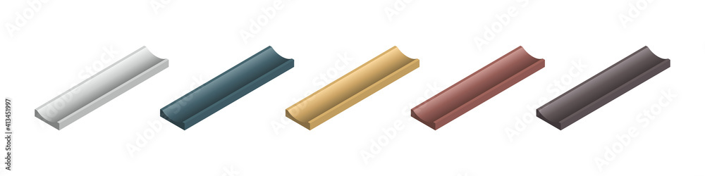 Isometric vector illustration concrete paver gutters isolated on white ...