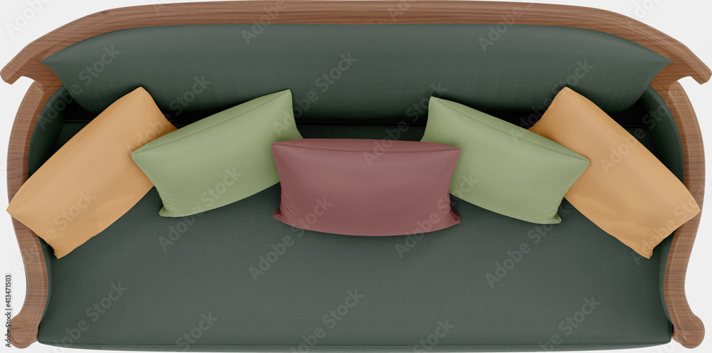 Sofa top view isolated on background. 3d rendering - illustration Stock ...