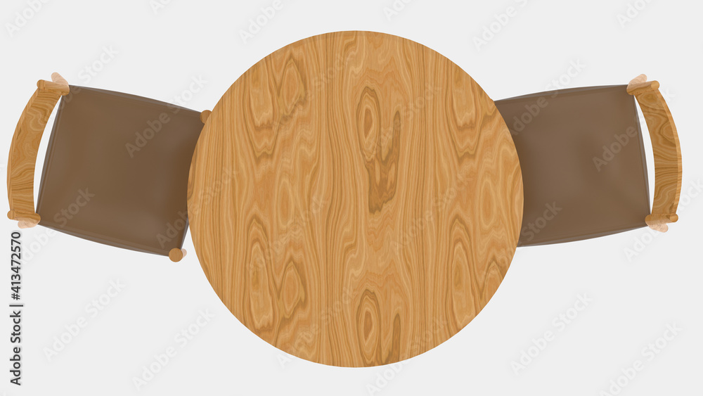 Kitchen table top view isolated on background. 3d rendering ...