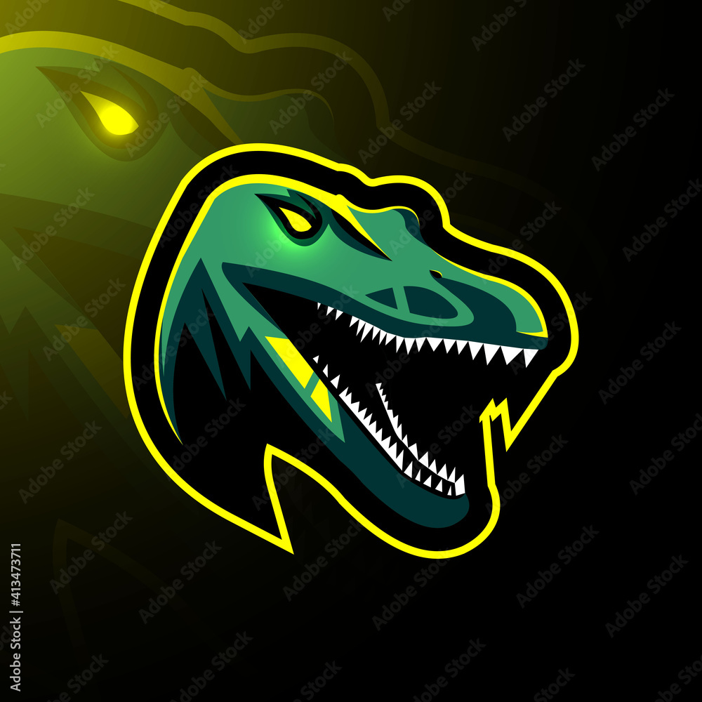 Head T-rex mascot logo e-sport design Stock Vector | Adobe Stock