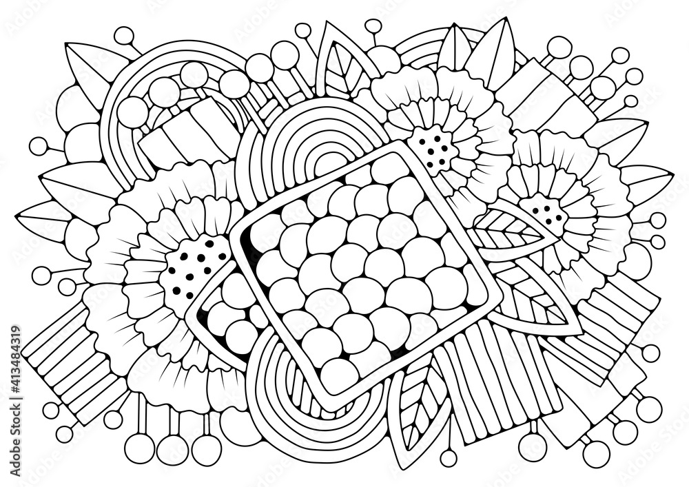 Photo & Art Print Art therapy coloring page for children and adults, E ...
