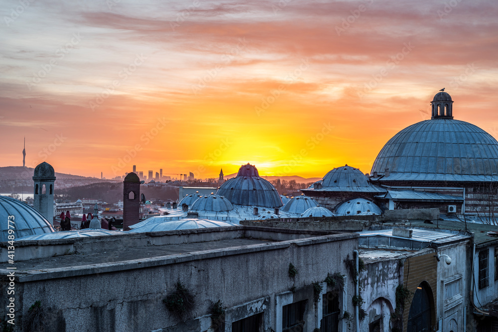 ISTANBUL, TURKEY. Beautiful Istanbul Bosphorus sunrise landscape from ...