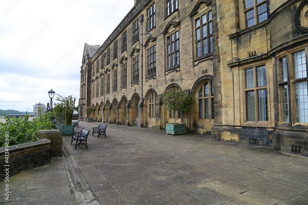 The front terrace outside the historic main arts building on the ...