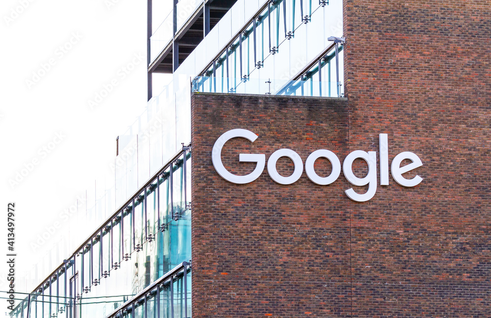 Google office building in Dublin Ireland with sign signage. European ...