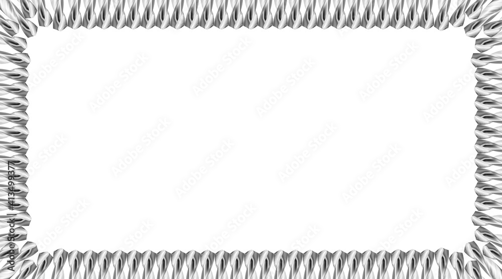 Rectangle frame from realistic metal drill bits, isolated on white ...