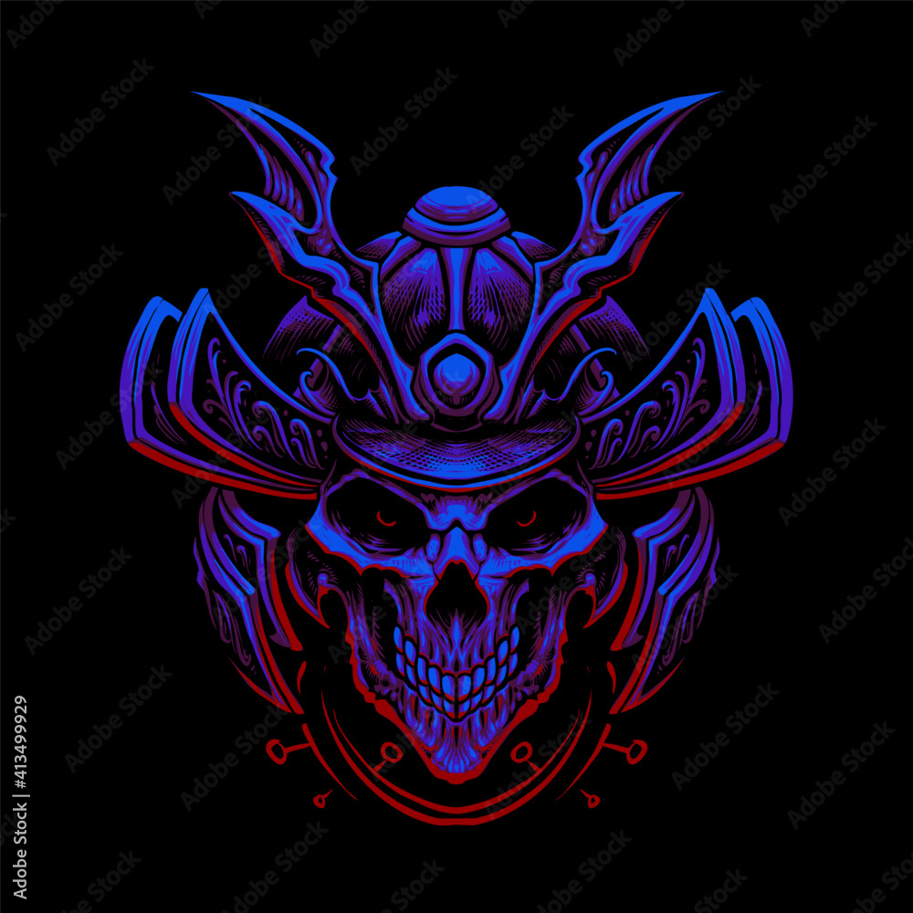 skull head samurai vector illustration Stock Vector | Adobe Stock
