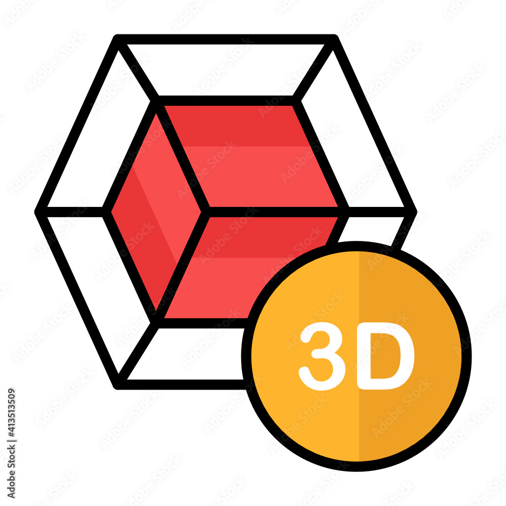 3d box Model concept vector color icon design, additive manufacturing ...