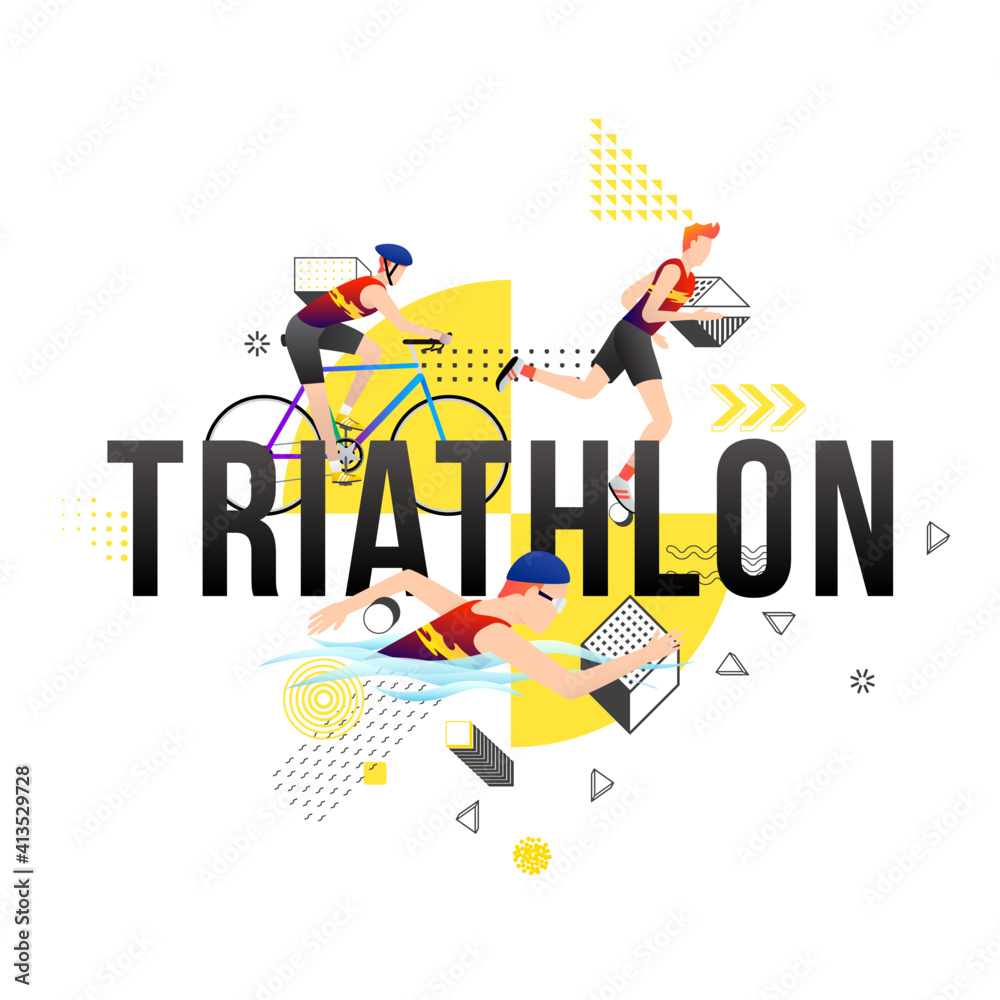 Vector illustration of sports background design with triathlon in ...