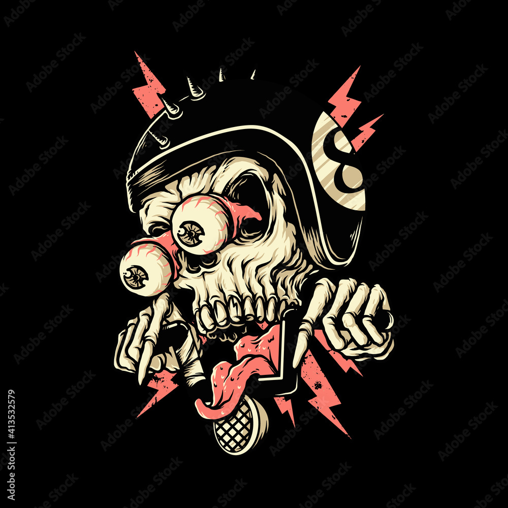 Skull biker rider horror graphic illustration vector art t-shirt design ...