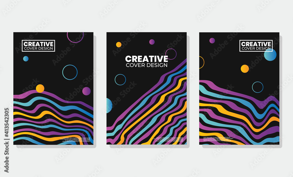 Cover design template set with blue,purple,yellow color shape. color ...