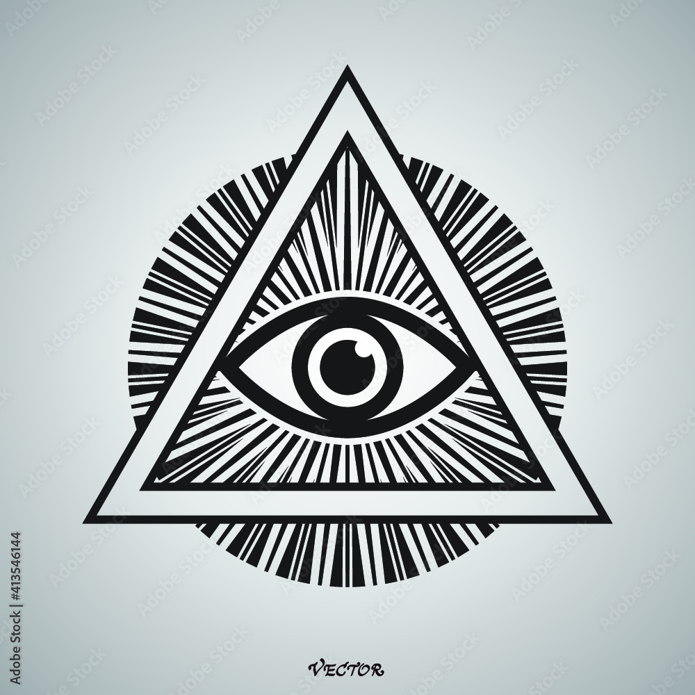 Eye of Providence. Masonic symbol. All seeing eye inside triangle ...
