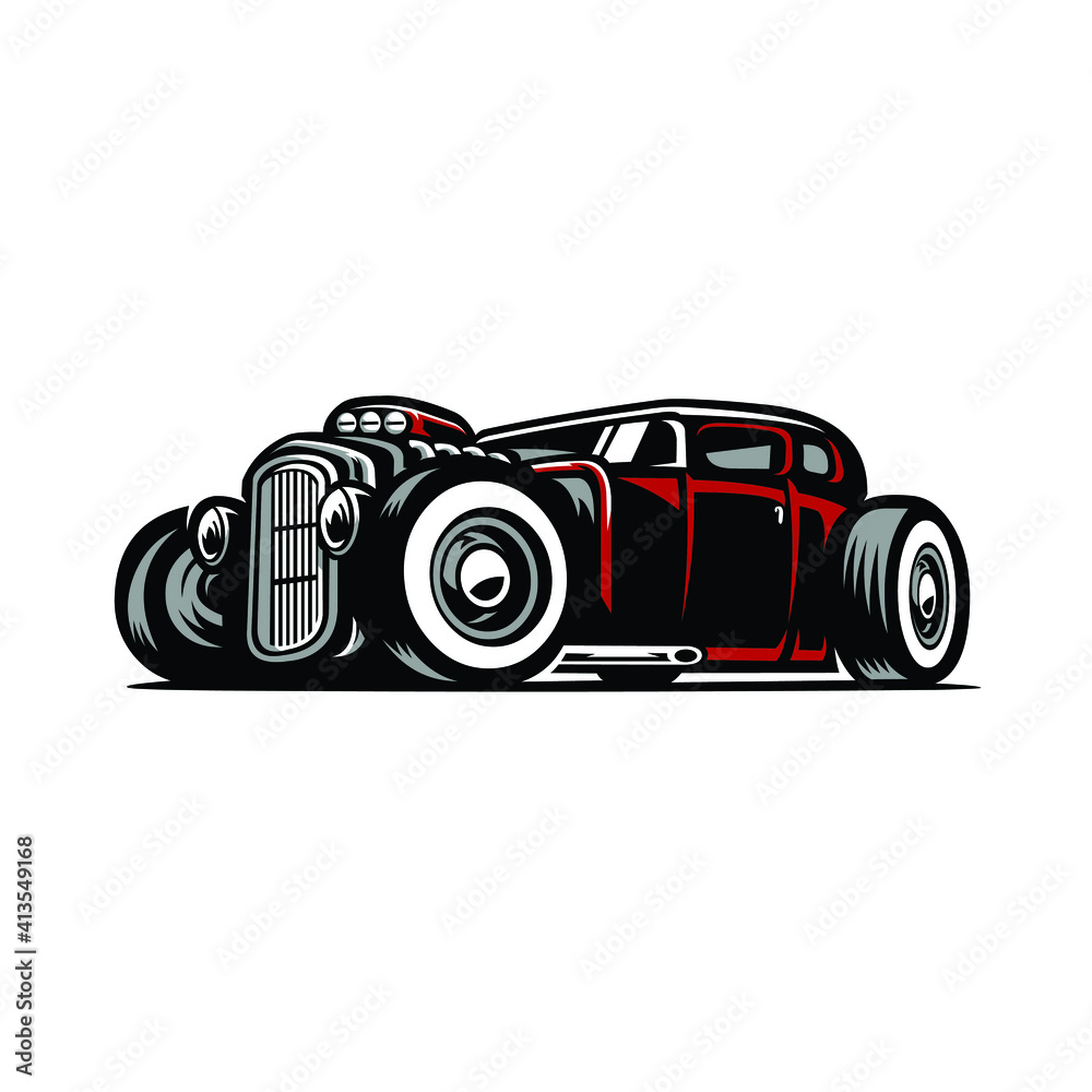 Custom american hot rod vector art & graphic illustration isolated ...