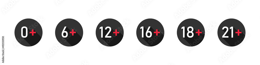 Set of age restriction icons. Age limit. Age restrictions for web ...