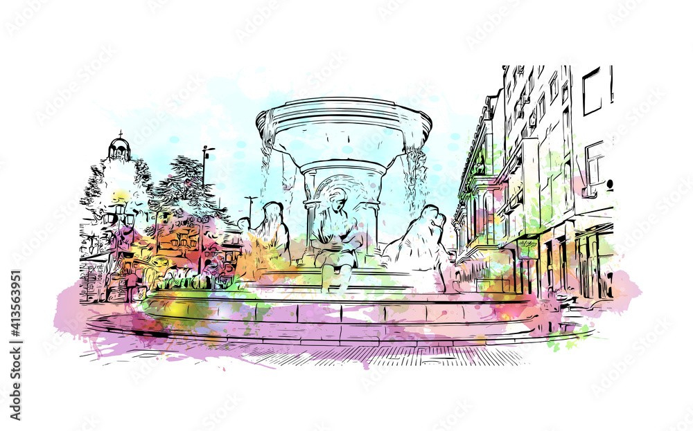 Building view with landmark of North Macedonia is the country in the ...