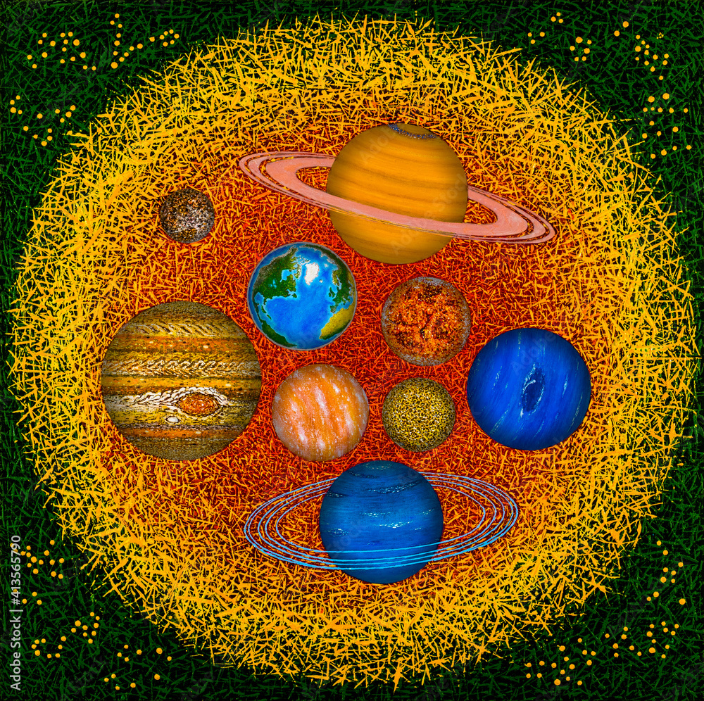 Solar System in the form of a bird's nest. The solar system as a nest ...