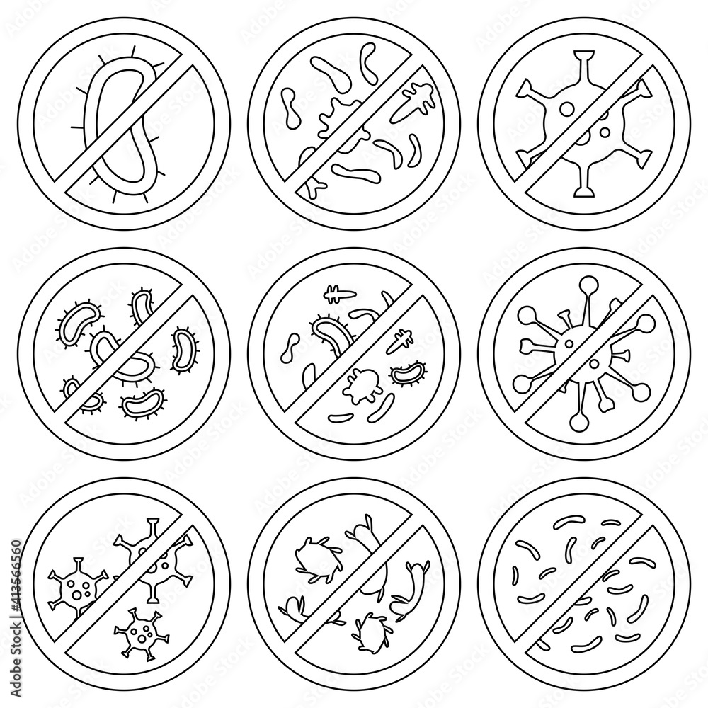 Stop sign of virus, germs and microbe. Antibacterial and antiviral ...