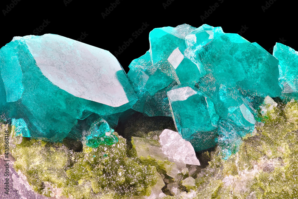 Amazing closeup macro of natural mineral stone - Dioptase (copper ...