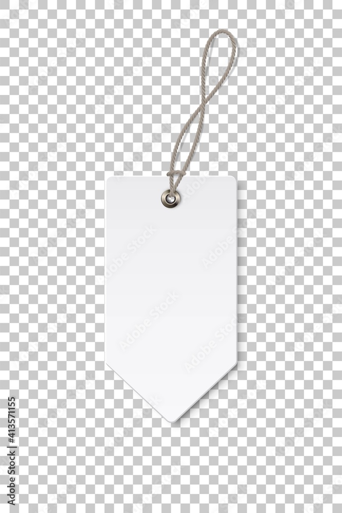 Blank white rectangular paper price tag isolated on transparent ...