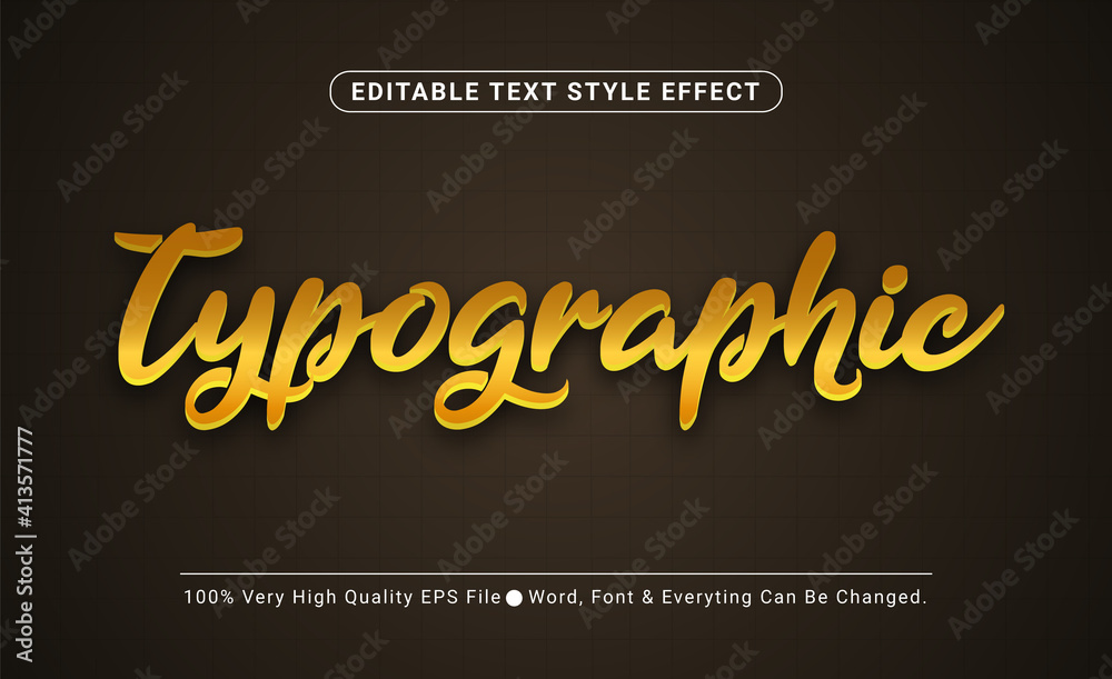 Gold Hand Lettering Typographic Text Effect, Editable Text Effect Stock ...