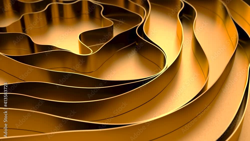 Gold wave background. Gold stripes on a gold surface. Organic gold ...