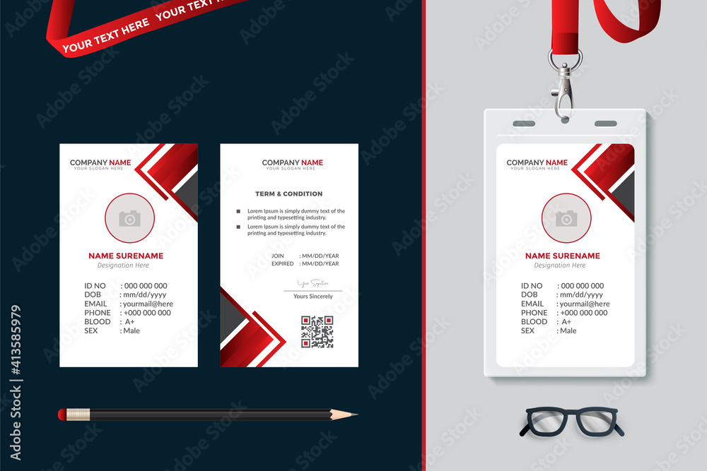 Simple Id card design template, clean and smooth,eps 10. Stock Vector ...