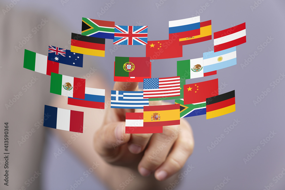 World map with all states and their flags Stock Photo | Adobe Stock