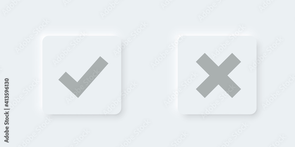 Check mark vector button in modern neumorphic design. Checkmark icon 3d ...