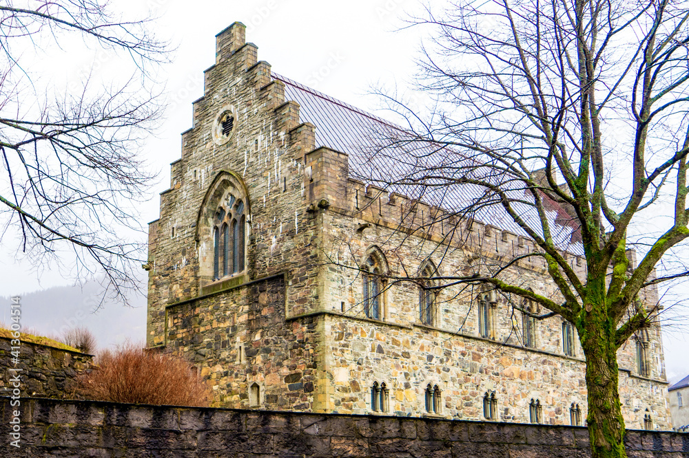 Norway, the Haakon's Hall in Bergen (Bryggen) is a medieval stone hall ...