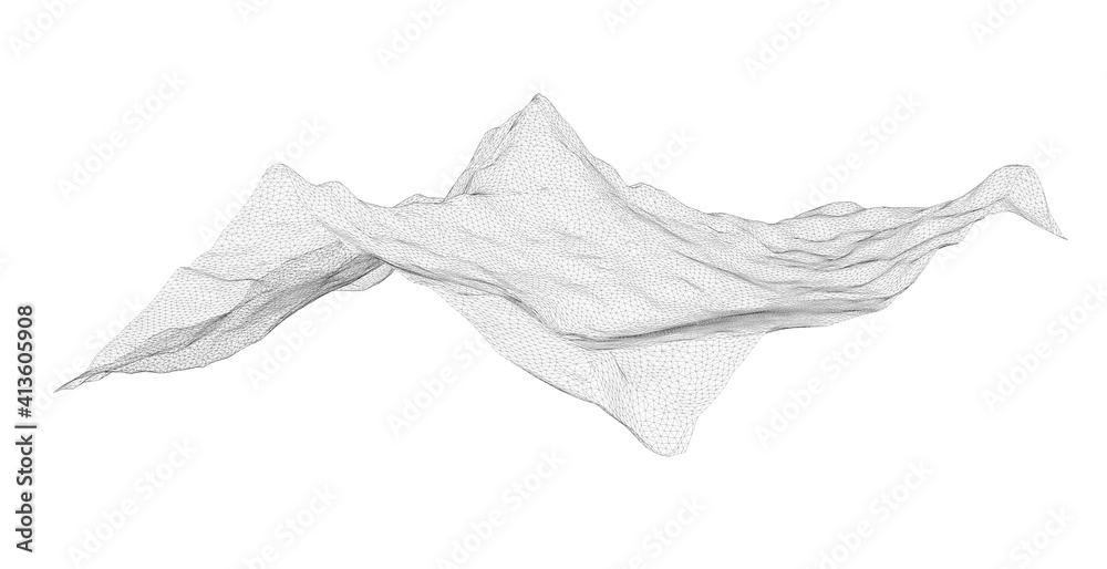 Artesonraju Mountain wireframe 3d model render - accurate model made ...