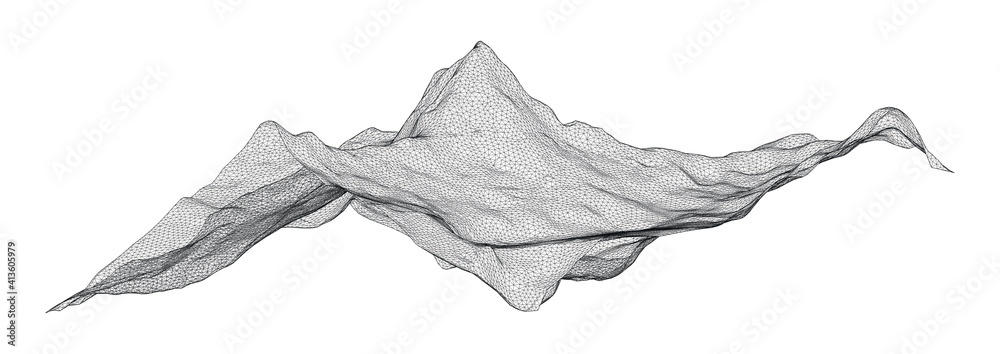 Artesonraju Mountain wireframe 3d model render - accurate model made ...