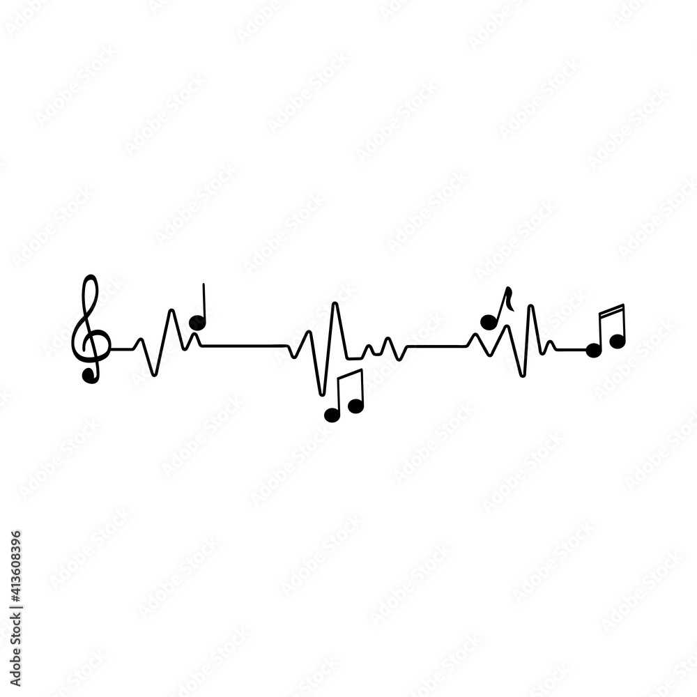 The rhythm of the music. Treble clef, notes. Icon. vector Stock Vector ...