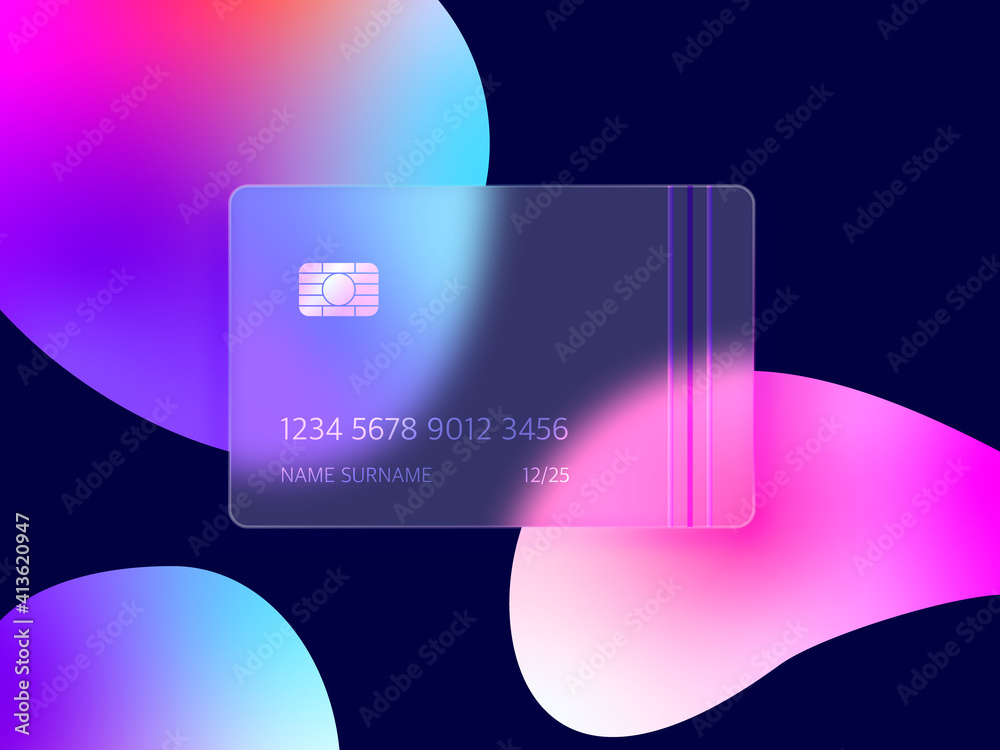 Bank Card Design Glass Morphism Stock Vector | Adobe Stock