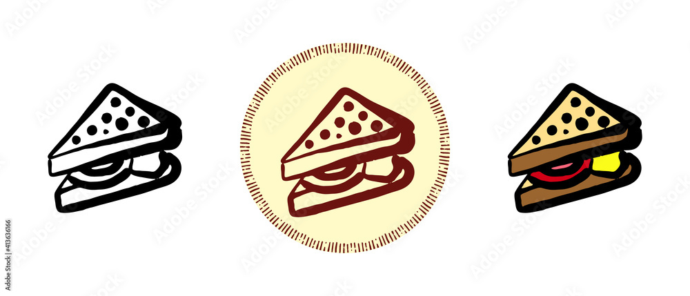This is a set of icons with different triangle sandwich style. Outline ...